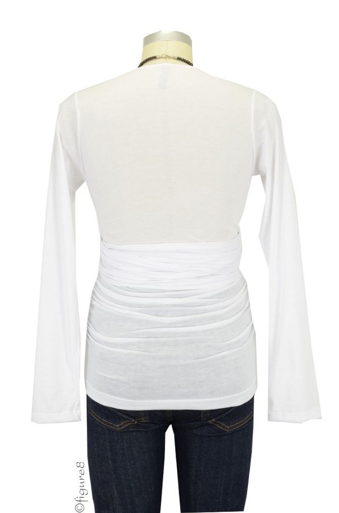 The Bella Wrap Around Maternity Top in White by Lilac Maternity & More