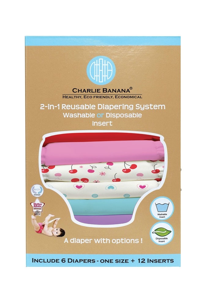 Charlie Banana® 2-in-1 Reusable Diapers - 6 Pack in Sweet Cherries